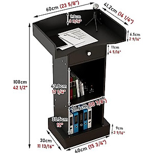 EESHHA Lectern Portable Lecterns Spacious Drawer Podium Stand High Density Board Teacher Podiums with Open Storage Simple Standing Lectern