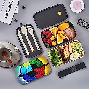 Shine In All Directions Adult Lunch Box, Bento Box, With Cutlery Set Of 3, 2 Compartments, Rectangular, Lunch Box For Adults