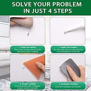 Drywall Repair Kit with Scraper, 8.2 oz Non-Toxic Wall Spackle Repair Paste, Quick Repair Wall Mending Agent for Home Wall Damage, Nail Holes, Cracks, Graffiti, 250g