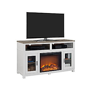 Ameriwood Home Carver Electric Fireplace TV Stand for TVs up to 60" Wide, White