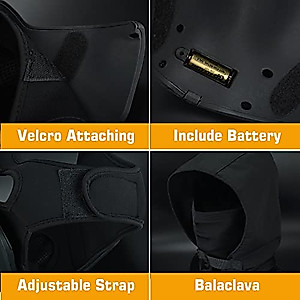 Guayma Halloween Scary Led Mask Light Up Demon Oni Cyberpunk Half Face Masks For Costume Cosplay Party,Black