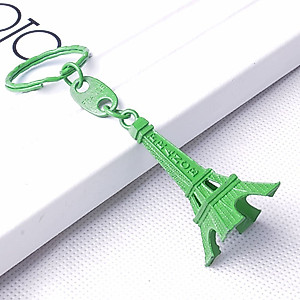 yueton Pack of 10 Retro Mini Colorful Retro Eiffel Tower Model Key Holder Metal Split Key Ring Keyring