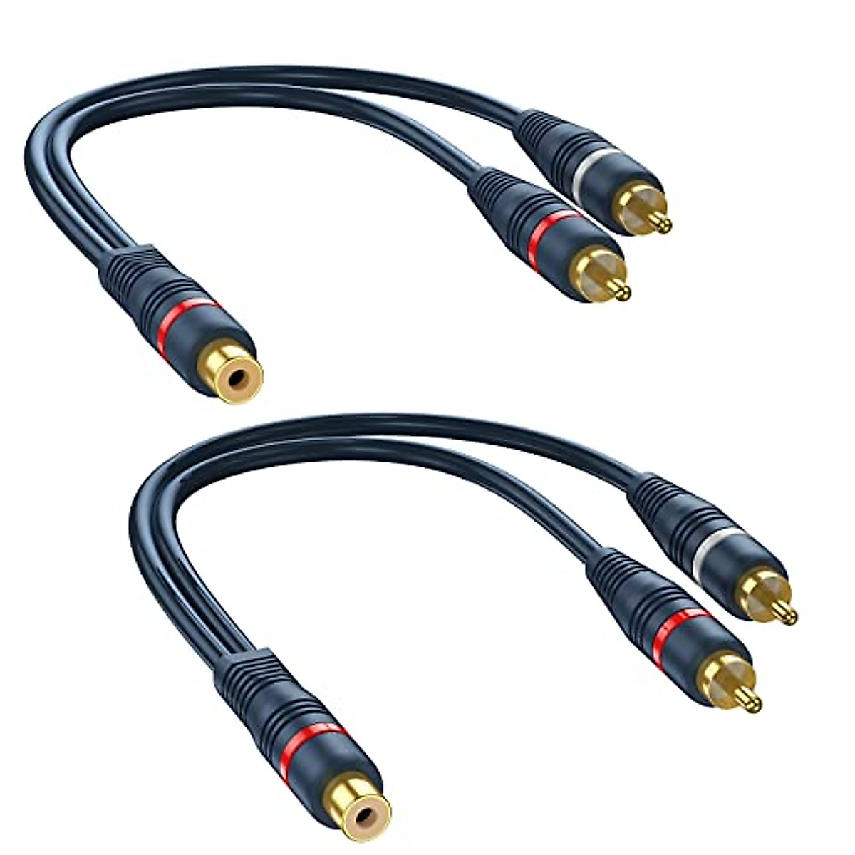 DteeDck RCA Splitter 1 Female to 2 Male 2 Pack, RCA Y Splitter RCA Audio Video Cable Splitter Adapter Dark Blue