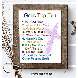 The Ten Commandments - 8x10 Christian Religious Scripture, Bible Verse Wall Art - Kids Wall Decor, Kids Bedroom Decor, Kids Wall Art - Gift For Child, Boys, Girls Room, Nursery - Unframed Poster Print