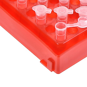 uxcell Centrifuge Tube Rack Storage Box, 96-Well 5.5mm Hole Dia Polypropylene Holder for 0.2ml Microcentrifuge Tubes Vials Samples, Blue Yellow Red 3in1 Set