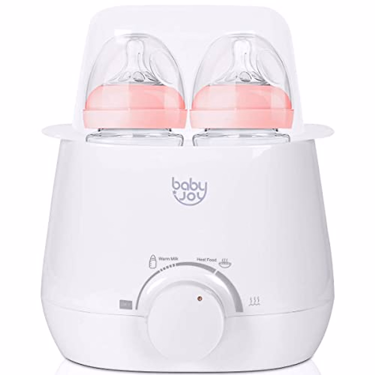 BABY JOY 3-in-1 Baby Bottle Warmer, Food Warmer, Portable Warming Breast Milk, Double Bottles Warmer with Accurate Temperature Control, Dry-Fire Protection, Including Bottle Brush