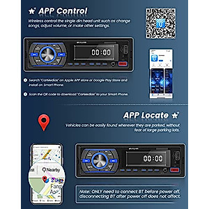 Roinvou Car Radio Bluetooth Single DIN Car Stereo Audio, MP3 Player Car Stereo 1 DIN with Bluetooth Handsfree/FM/Dual USB/TF/AUX/Fast Charging, Built-in Microphone, Multi Color LCD, Not a CD Player