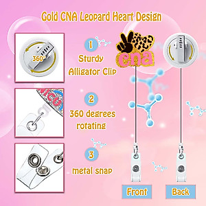 ANDGING CNA Nurse Badge Reel Holder Retractable Badge Clips Alligator Clip Peace Love Heart Nursing Badge Reels Retractable for Nurses Badge RN LPN CNA LVN CN ID Card Holder Office Accessories