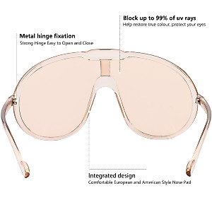 GFUIARA Trendy Oversized Sunglasses for Women Men Fashion Shield Aviator Sun Glasses UV400 Protection Goggles
