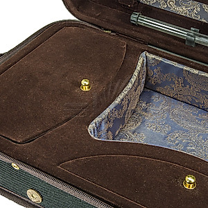 Paititi PTVNQF28 4/4 Full Size Professional Oblong Shape Lightweight Violin Hard Case, Black/Brown