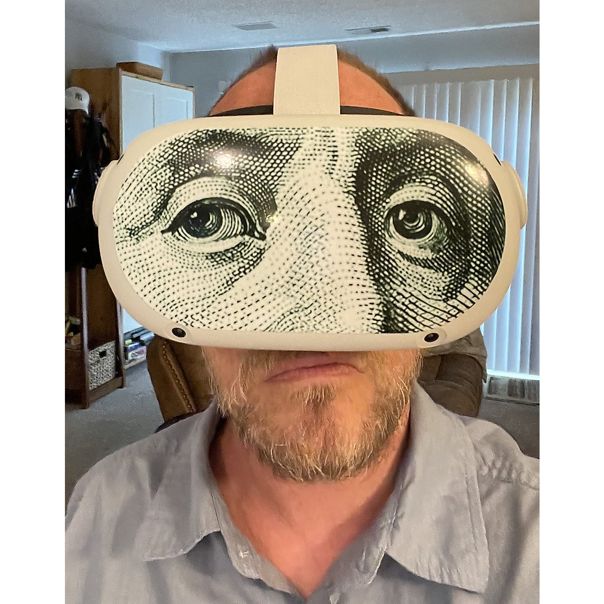 Ben Franklin Decal for Quest 2 VR Headset - Meta/Oculus - Glossy Vinyl Sticker