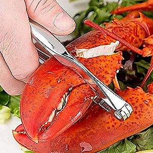 FECILA 5 Pcs Crab Crackers and tools Set - Seafood tools Set Crab leg Crackers Lobster Nut Crackers Opener Home Kitchen Parties Tools, Silver