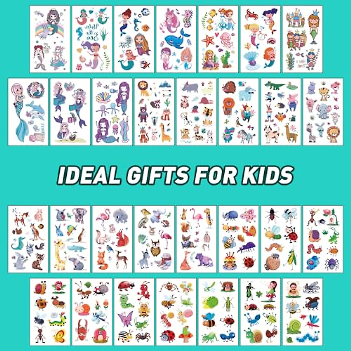 Metker Tattoos for Kids - 150 Sheets(1700 Mixed Styles Patterns) | Temporary Tattoos Stickers for Girls and Boys | Goody Bag Favor for Parties | Non-toxic、Skin-Safe*、Cosmetic-Grade