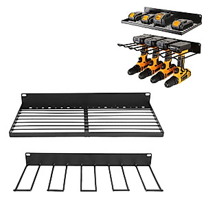 Power Tool Organizer, Larger Capacity Drill Holder Wall Mount, Heavy Duty Garage Tool Organizer and Storage, Tool Storage Rack for Garage Pegboard, Cordless Drill Charging Station, 2 Layer