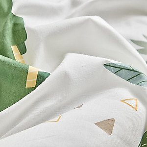 Joyreap Bed in a Bag Cotton, Dinosaur Theme Fresh Green, Twin Size 6-Piece Cotton Bedding Comforter Set for Kids Boys n Girls- 1 Comforter, 2 Pillow Shams, 1 Flat Sheet, 1 Fitted Sheet, 1 Pillowcase