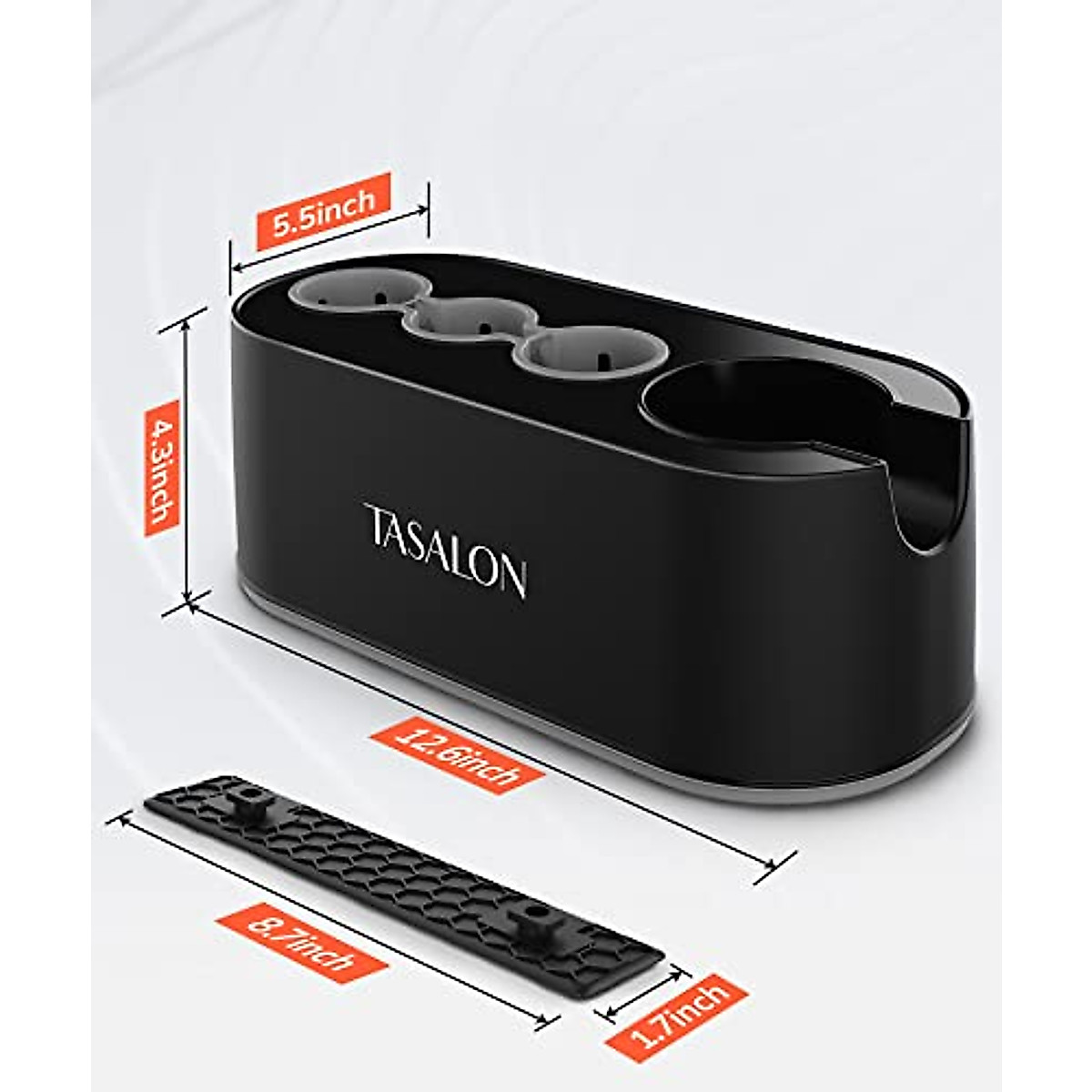 TASALON Hair Dryer Holder, Hair Tool Organizer, 3 in 1 Wall Mounted/Cabinet Door/Countertop Blow Dryer Holder, Flat Iron, Hair Straightener Holder, Curling Iron Holder, Hot Hair Tool Holder- Black