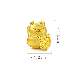CHOW SANG SANG 999 24K Solid Gold Maneki Neko Lucky Cat Charm Bracelet for Women 89164C (Maneki Neko Lucky Cat, 6.6 Inches, (17 CM))