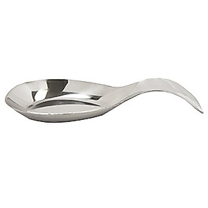 Home Basics Stainless Steel Spoon Rest, Kitchen Spoon Utensil Holder, Dishwasher Safe, Silver
