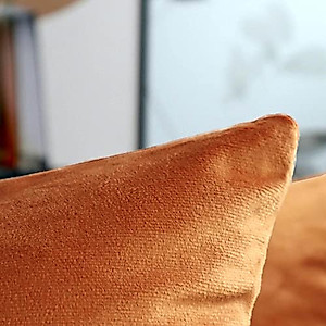 Cyuripu Set of 2 Velvet Burnt Orange Throw Pillow Covers 18 x 18 Inch Decorative Square Pillowcases Christmas Cushion Cases for Couch Sofa Bedroom Living Room Home Decor 45 x 45 Cm