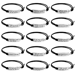 AleapDoll Inspirational gifts bracelets for women teens men wholesale 15 pcs motivational quotes wrap bracelets unique friendship birthday gifts jewelry