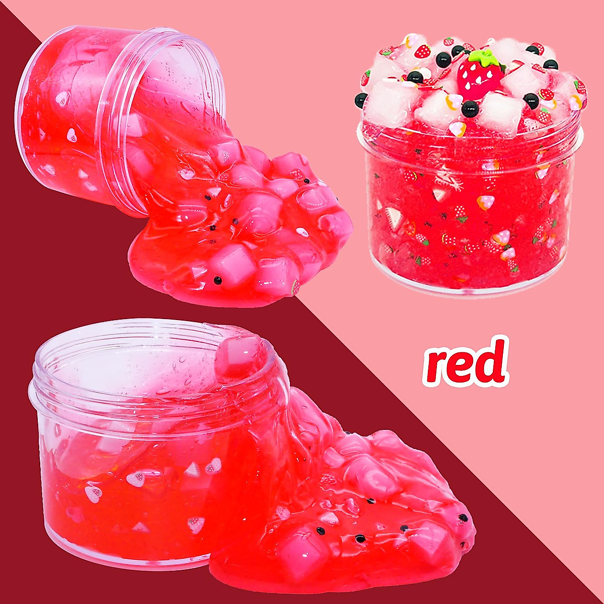 7Pack Jelly Cube Clear Slime Crunchy Slime Scented Slime Kit,Super Soft and Non-Sticky, Pre-Made Slime for Kids Birthday Gift Slime Party Favors