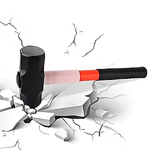 FVIEXE 4lb Sledge Hammer, 4 Pound Drilling/Crack Hammer with Forged Steel Construction & Fiberglass Handle Shock-Resistant for Striking, Engineering Hammer for Farm Gardening Land Management Yard Work