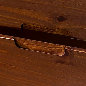 Walker Edison Mid Century Modern Grooved Handle Wood Nightstand Side Table Bedroom Storage Drawer and Shelf Bedside End Table, 2 Drawer, Walnut