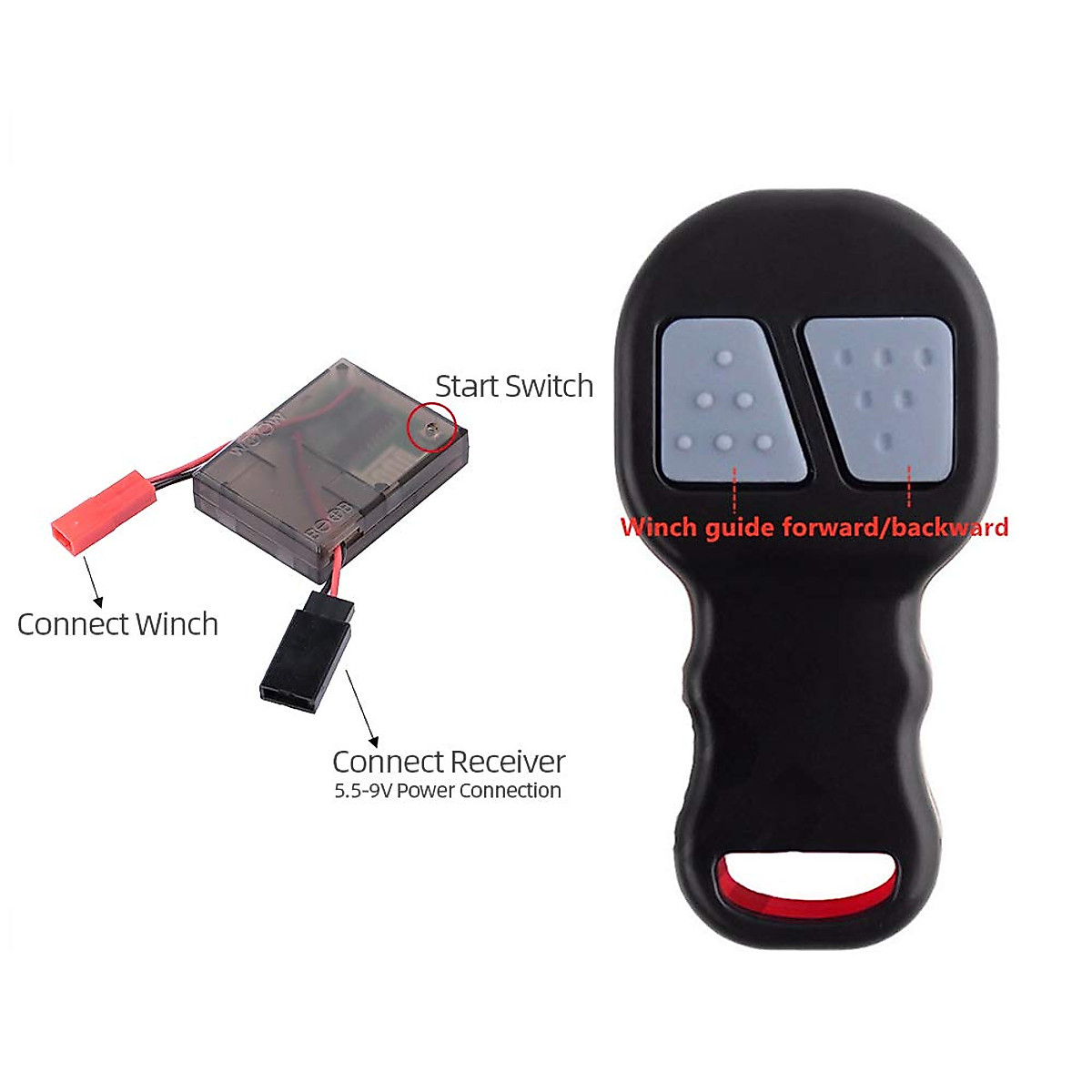 GoolRC Wireless Winch Remote Controller with Receiver Replacement for 1/10 Traxxas Axial Tamiya RC4WD HPI Redcat RC Crawler Car