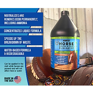 MICROBE-LIFT Horse Manure & Urine Eliminator for Use in Stables and Barns, Use on all Surfaces and Supplies, Ammonia Reducer, Highly Concentrated Formula, 1 Gallon