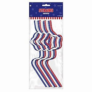 Amscan Patriotic Stars Shaped Plastic Straws