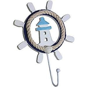 Mediterranean Theme Hook Nautical Hook Towel Hat Coat Hangers Rustic Wall Hooks for Home Cloakroom Clothing Shop Decor - Lighthouse