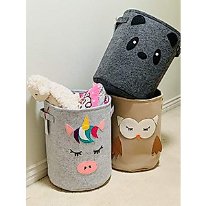 Kids’ Collapsible Laundry & Toy Basket – Felt Baby Hamper with Strong Handles & Cute Design – Kids & Baby Laundry Basket for Boys & Girls, Storage, Organization, Nursery by Sannomiya - Panda