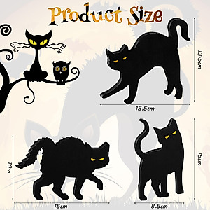 Yulejo 3 Pieces Halloween Black Cat Wood Decors Wooden Black Cat Silhouette Decor Halloween Wood Cat Table Centerpiece Signs Hanging Cat Wall Art Signs for Halloween Home Office Party Supply