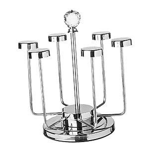 6 Cup Drying Rack Tea Cups Storage Rack Wine Glasses Holder Cup Holder Stainless Steel Drinking Glass Drainer Stand for Bar, Silver