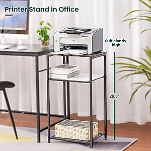 Yifeel Side Table Set of 2, 3 Tier End Table with Storage, Tall Telephone Table, Night Stand for Small Spaces, Sturdy Metal Frame, Living Room, Bedroom, Rustic Brown and Black JET001NSR2