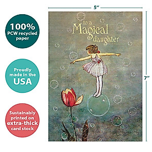 Tree-Free Greetings - Birthday Cards for Daughter - Artful Designs - 1 Card + Matching Envelopes - Made in USA - 100% Recycled Paper - 5"x7" - Floating on a Bubble (GO61459)