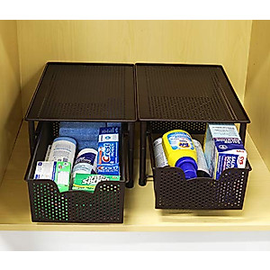 Simple Houseware Stackable Cabinet Basket Drawer Organizer, Bronze