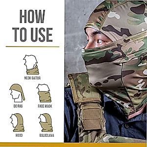 OneTigris Tactical Hood Headwear Balaclavas Full Face Mask (Multicam, Large)