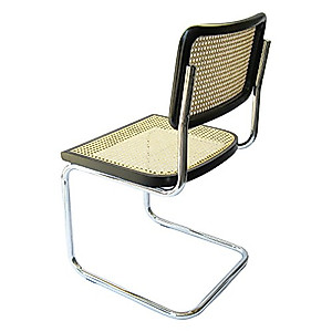 Marcel Breuer Cesca Cane Chrome Side Chair in Black