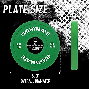 EVERYMATE Change Weight Plates 2.5LB Fractional Plate Olympic Bumper Plates for Cross Training and Olympic Weightlifting, 2.5LB Weights Plates Set