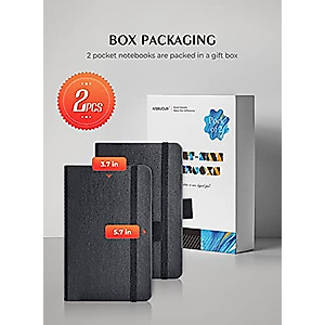AISBUGUR Pocket Notebook Small Notebook 2-Pack, 3.7" x 5.7" pocket notebook hardcover Total 320 Pages Thick Lined Paper with Inner Pockets Leather Mini Journal Notepad