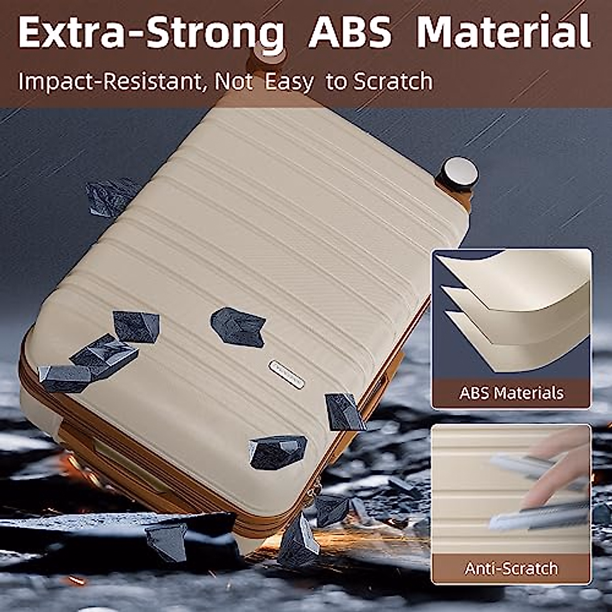 LARVENDER Luggage Sets 4 Piece, Expandable Luggage Hardside Suitcases Set with Double Spinner Wheels, Durable Lightweight Travel Luggage Sets Clearance with TSA Lock, Cream White (18/20/24/28)"