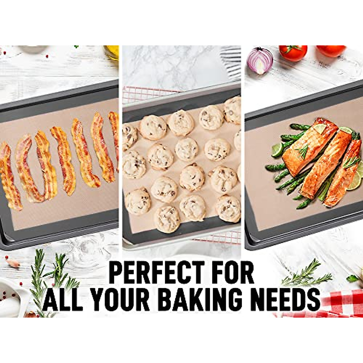Zulay Kitchen (2 Pack) Silicone Baking Mat Sheet Set - Reusable Baking Mat Nonstick - Half Sheet Baking Mat For Oven - 16.5" x 11.6" (Dark Gray)