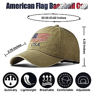 Geyoga 4 Pieces USA Flag Hat American Flag Baseball Cap USA Tactical Hat Washed Distressed Hats for Men Women Teens Multicoloured