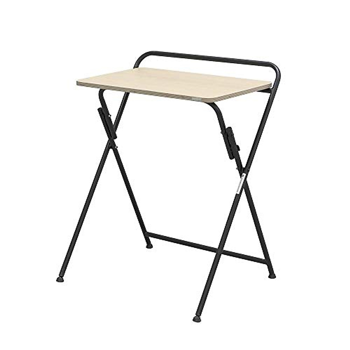 SOFSYS Modern Folding Desk for Small Space, Computer Gaming, Writing, Student and Home Office Organization, Industrial Metal Frame with Premium Desktop Surfaces, Oak/Black