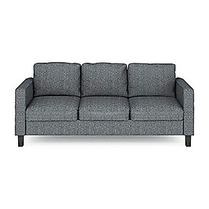 Furinno Bayonne Modern Upholstered 3-Seater Sofa Couch for Living Room, Gunmetal
