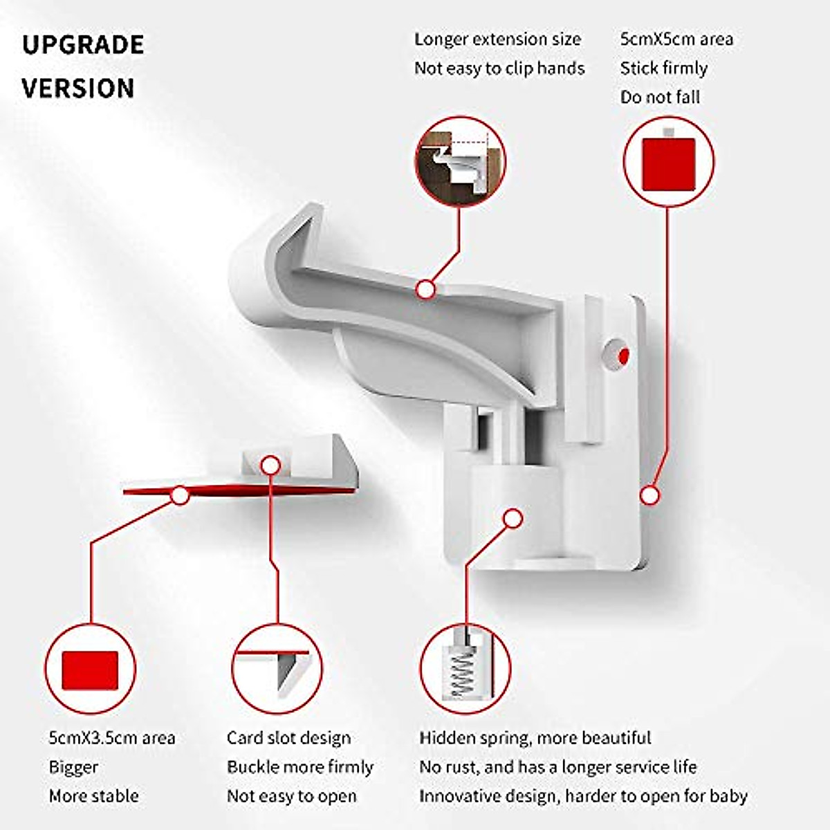 12 Pack Upgraded Lnvisible Child Safety Cabinet Locks, Baby Proofing Cabinet Latch Locks, Baby Drawer Locks, Child Safety Strong Adhesive Baby Proof Drawers Locks for Cabinets and Drawers
