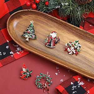 Yaomiao 9 Pieces Christmas Pin Brooch for Women Rhinestone Crystal Christmas Element Pins Snowman Bells Christmas Trees Jewelry Pins for Xmas Decorations (Elegant Style)