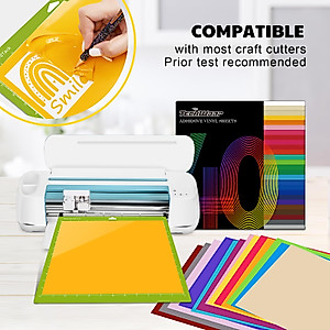TECKWRAP Permanent Adhesive Vinyl Sheets 12" x 12" 40 Sheets/Pack Assorted Colors for Craft Cutters