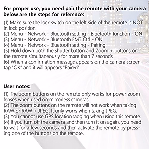 AODELAN Camera Remote Control Remote Shutter Commander for Sony ZV-E10,FX3,A1,a6100, a6400, a6600, a7C, a7 III, a7R III, a7R IV, a9, a9 II, DSC-RX0 II, DSC-RX100 VII, ZV-1; Replace Sony RMT-P1BT